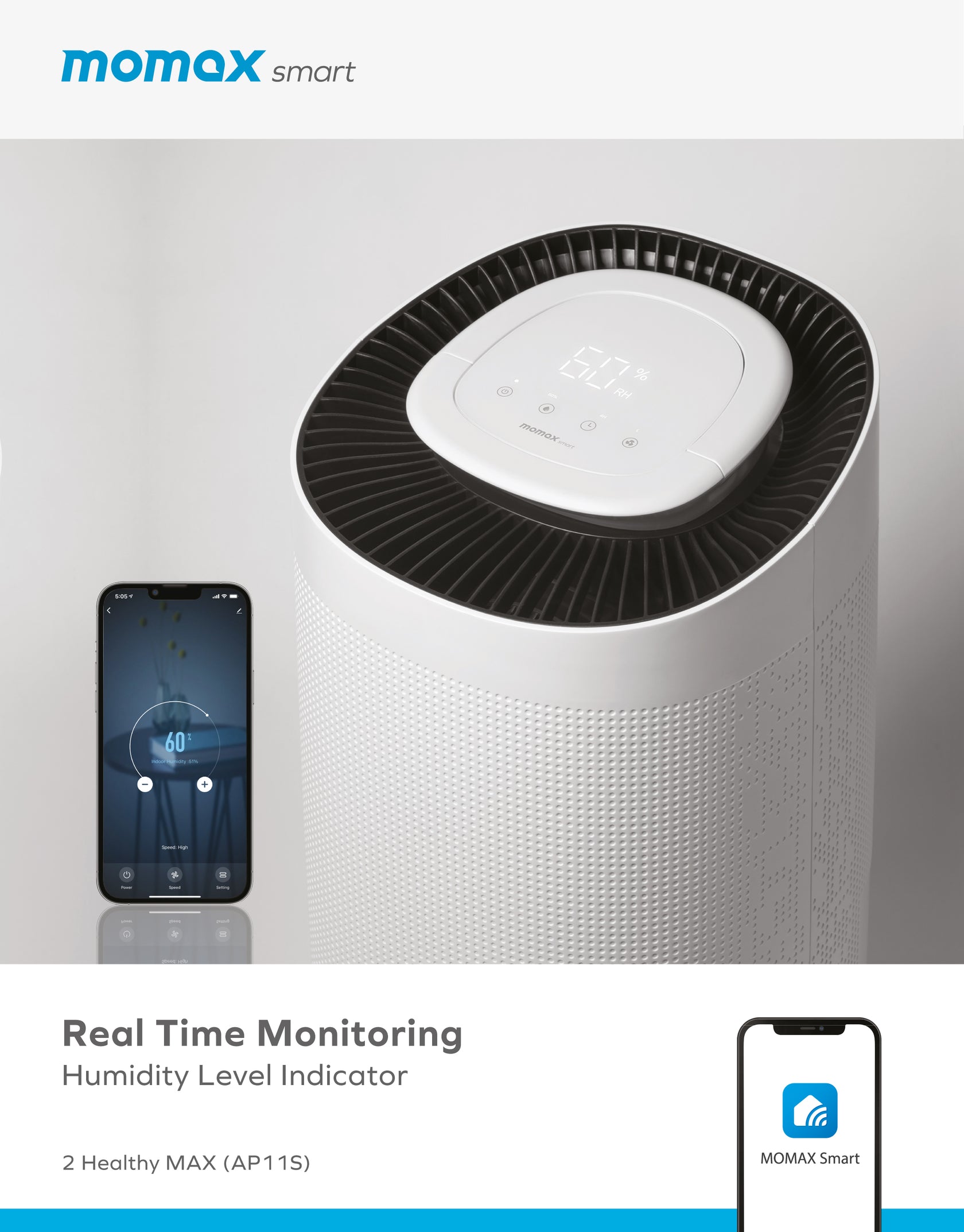 2 Healthy MAX 智能 2-in-1 空氣淨化抽濕機 – Momax Smart